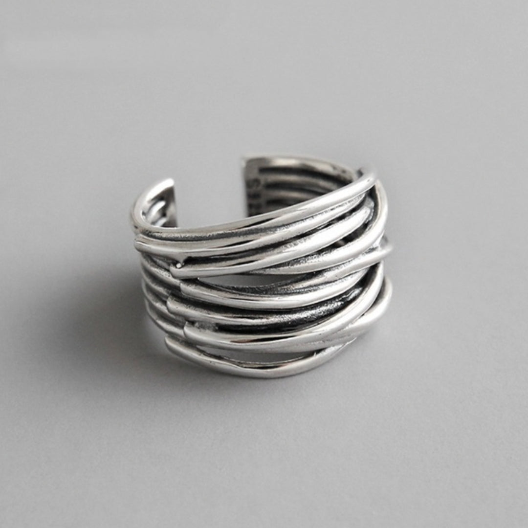 Adjustable Layered 925 Sterling Silver Ring – Omelia&Oliver Jewels