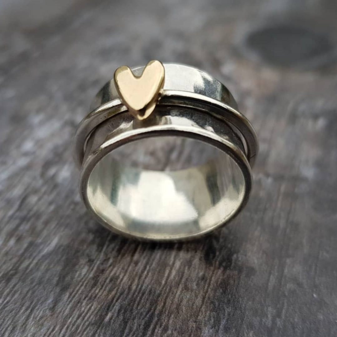 Golden Heart Silver Ring – Omelia&Oliver Jewels
